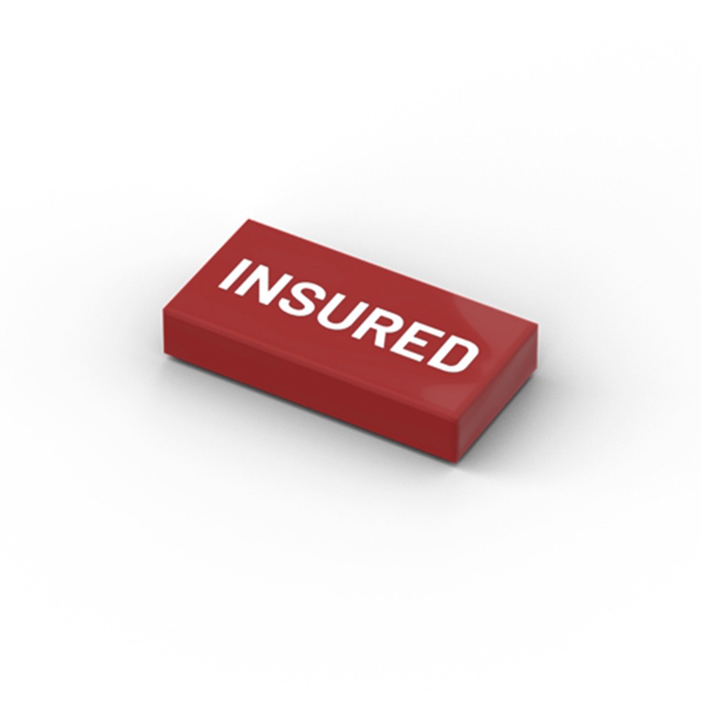 High-quality Custom printed LEGO® Tile 1 x 2 with 'Insured Sign ...